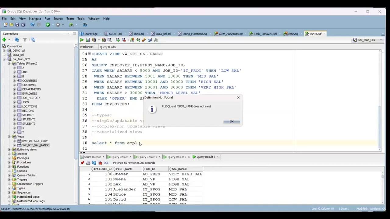 Sql View Purpose In Real Time Oracle Plsql Project Sql Server Projects Youtube