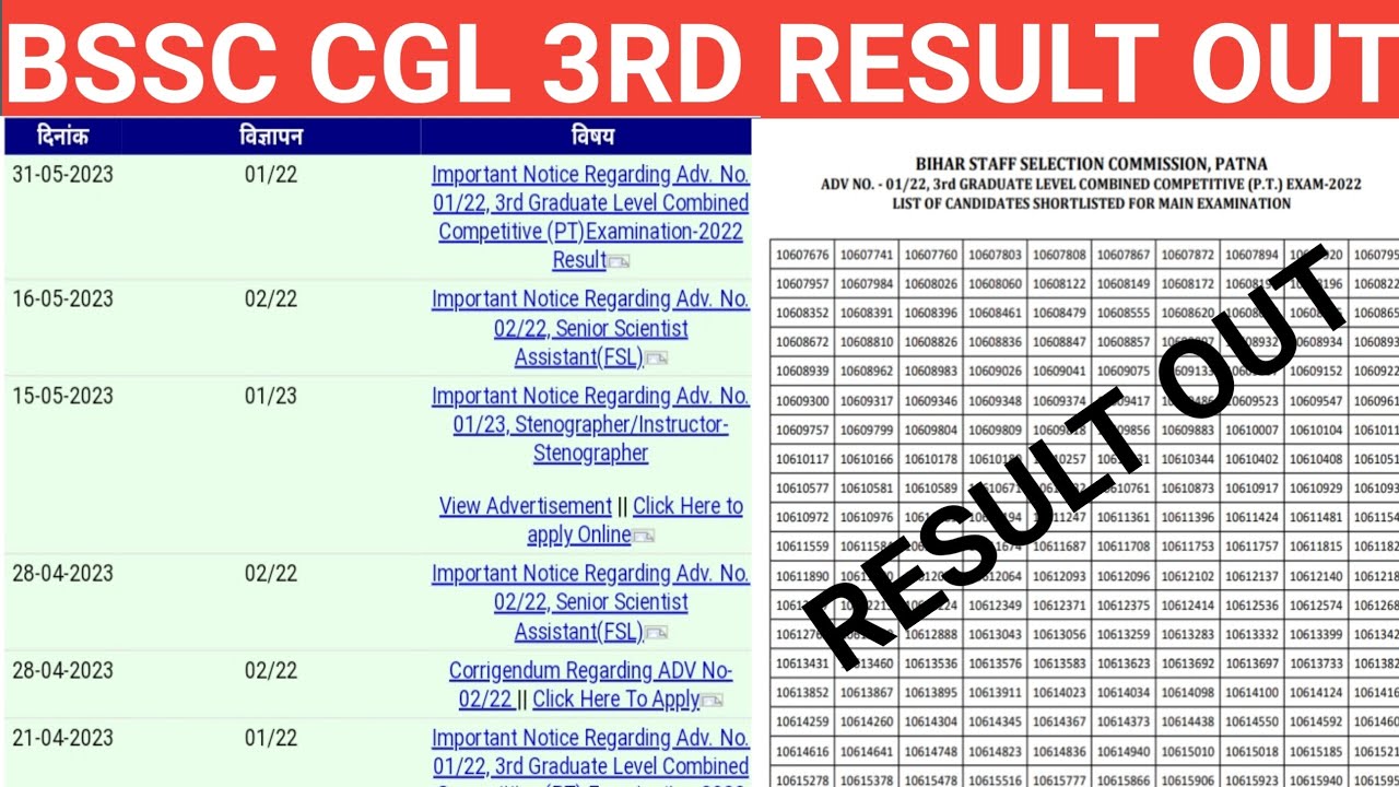 BSSC BIG BREAKING || bssc cgl 3rd result out || bssc cgl latest update ...
