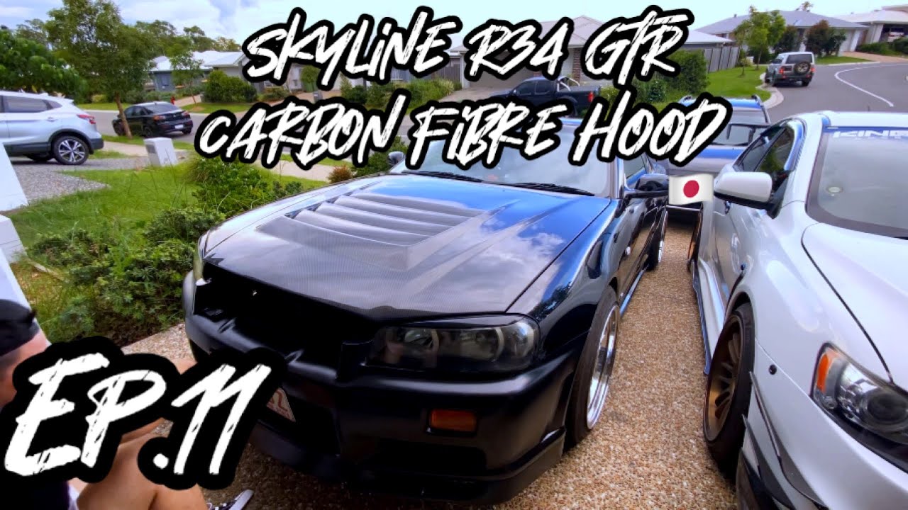 R34 GTR carbon fibre hood - YouTube