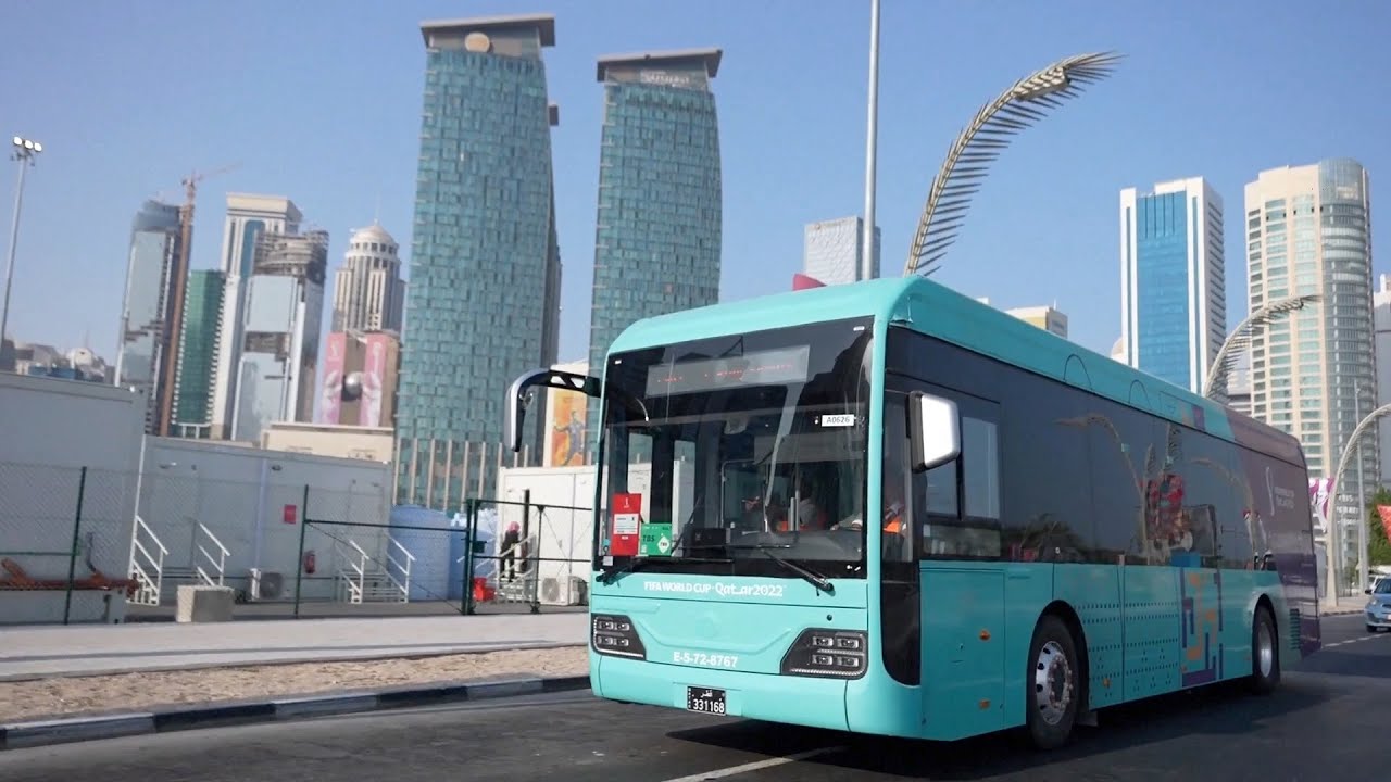 Chinese bus maker helps facilitate Qatar's eco-friendly World Cup - YouTube