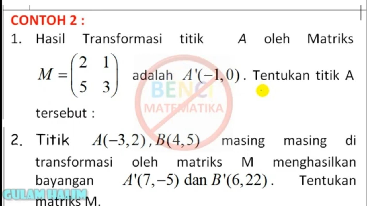 Cara cepat belajar Transformasi oleh matriks contoh 2 - YouTube