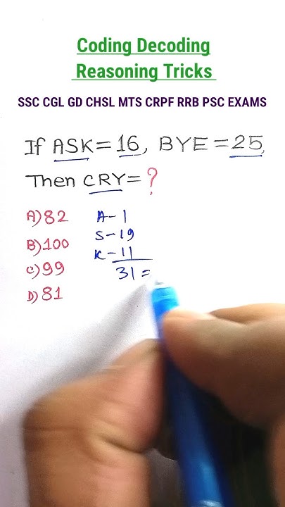Coding Decoding Coding Decoding Reasoning Tricks Reasoning For Ssc Gd Chsl Mts Wbpsc Youtube