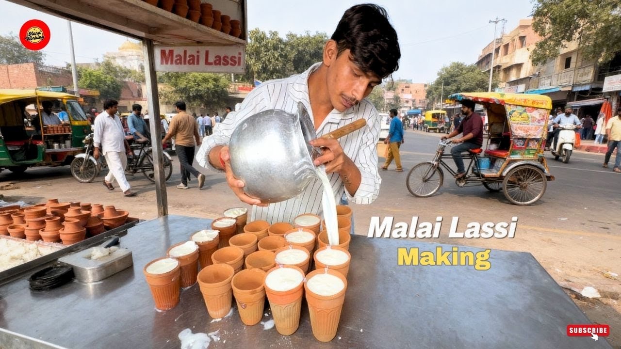 🤤Delhi Street Food 🥛 Thick & Creamy Malai Lassi Making Process! # ...