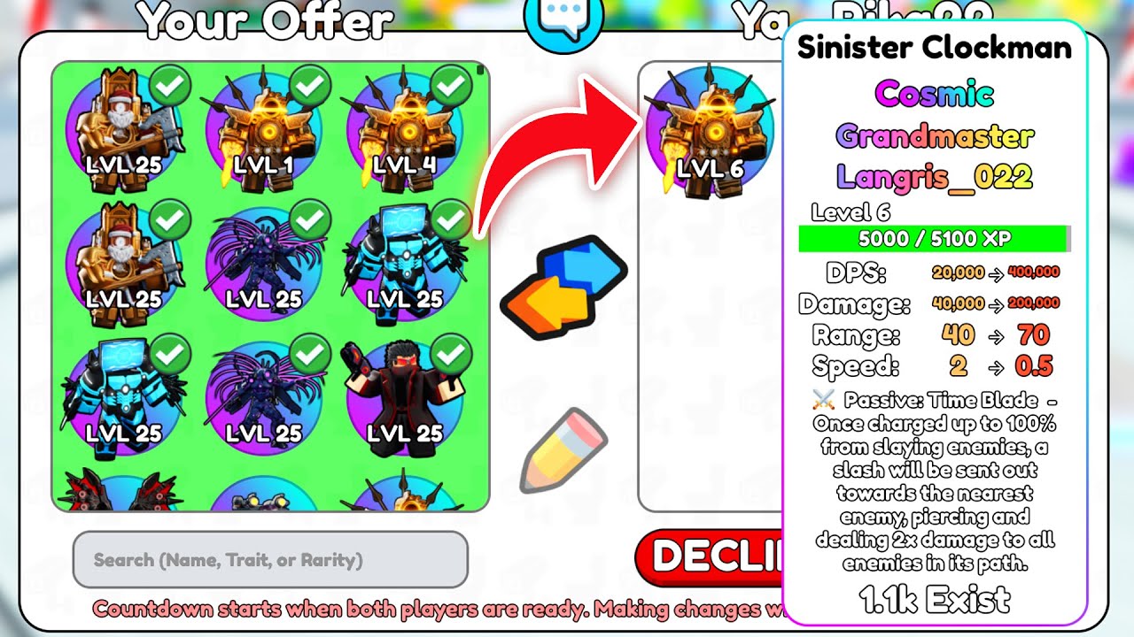 😱Trade INVENTORY *For* GRANDMASTER SIGN SINISTER CLOCKMAN in SKIBIDI ...