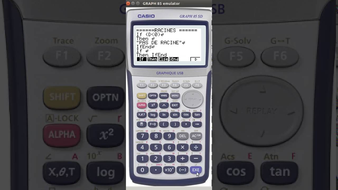 programme trinome casio graph 35+