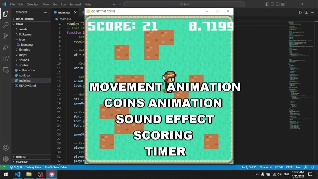 GO GET THE COINS love2d game with lua - YouTube