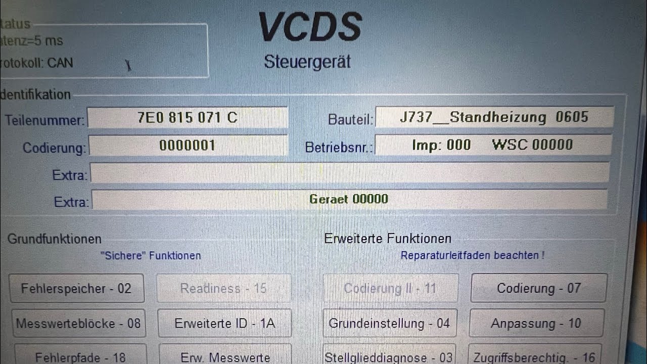 Vcds Zugriffsberechtigung Code Liste