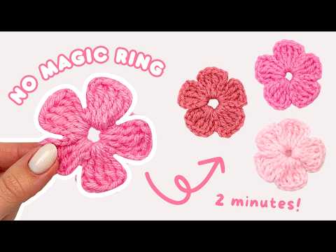 how to crochet a simple flower | no magic ring 🌸 easy crochet tutorial for BEGINNERS