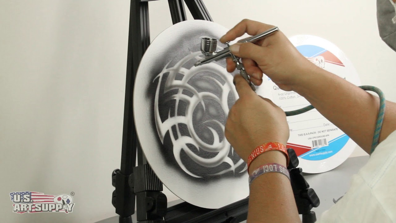 U.S. Art Supply - Airbrush Round Stretched Canvas - YouTube
