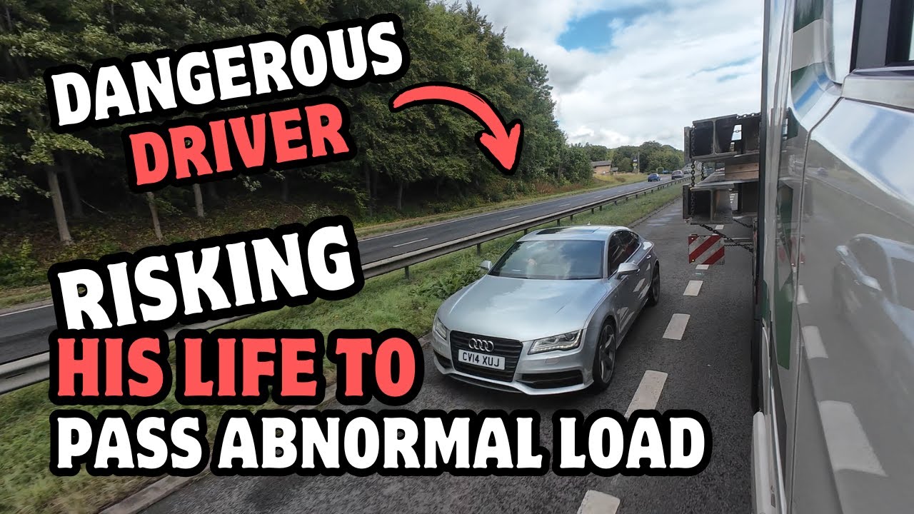 Dangerous driver risking his life to pass abnormal load Trucker FLOZ ...
