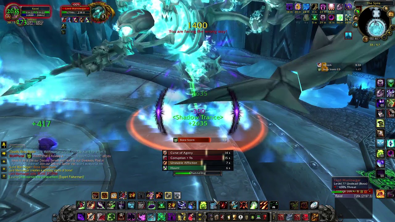 WoWPortal - Warlock soloing Marrowgar (Linux) - YouTube