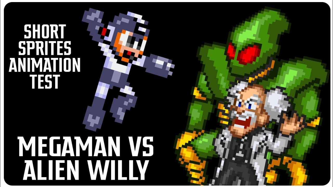 short sprites animation test ( megaman vs alien willy ) - YouTube