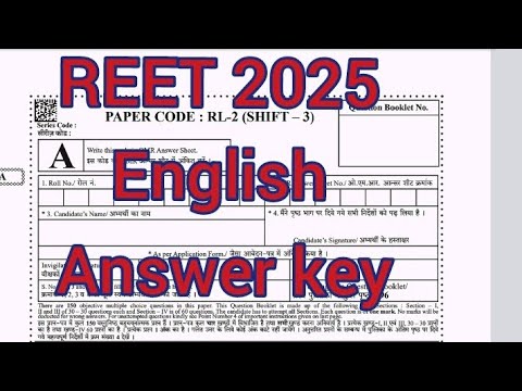 English answer key reet 2025 / letest English language video / youtube ...