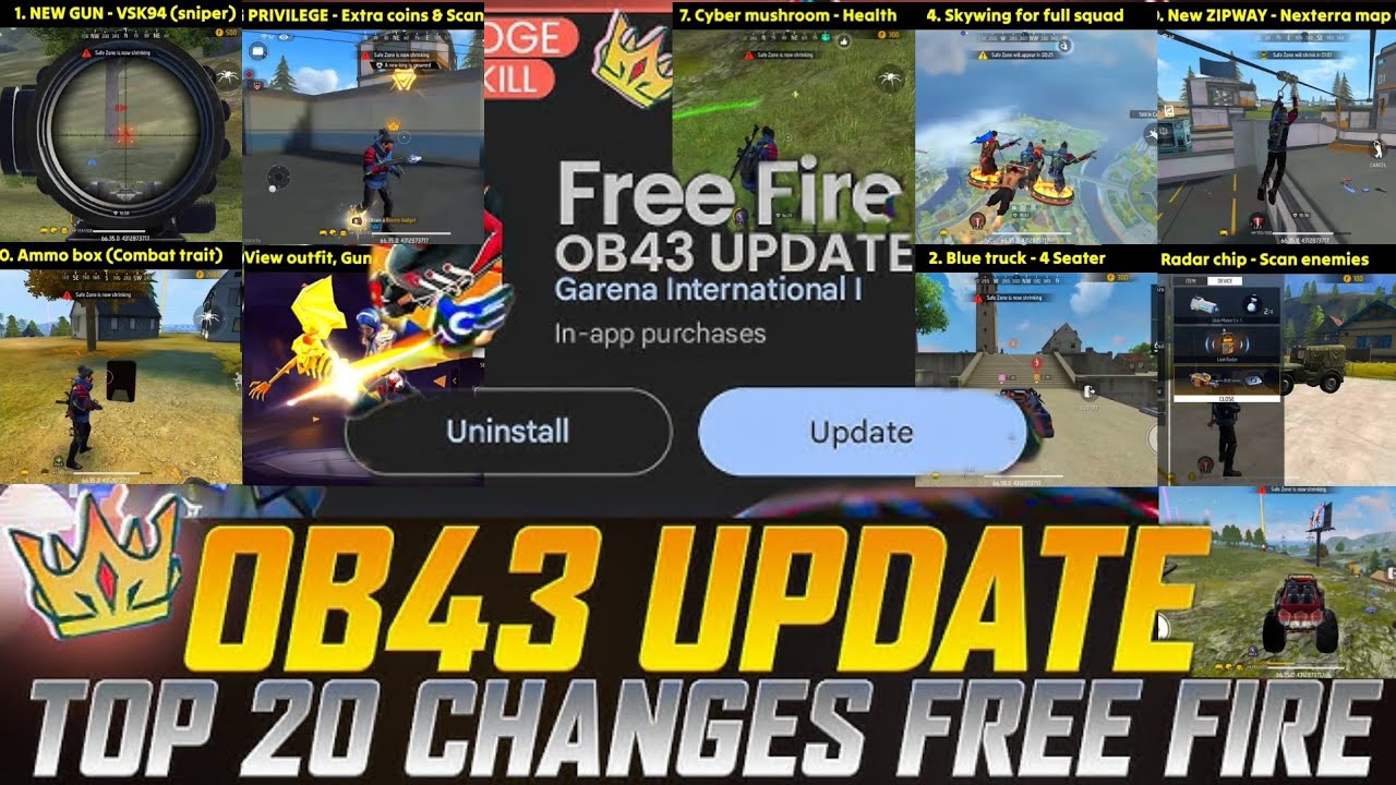 TOP 25 CHANGES IN NEW OB43 UPDATE | ADVANCE SERVER - GARENA FREE FIRE ...