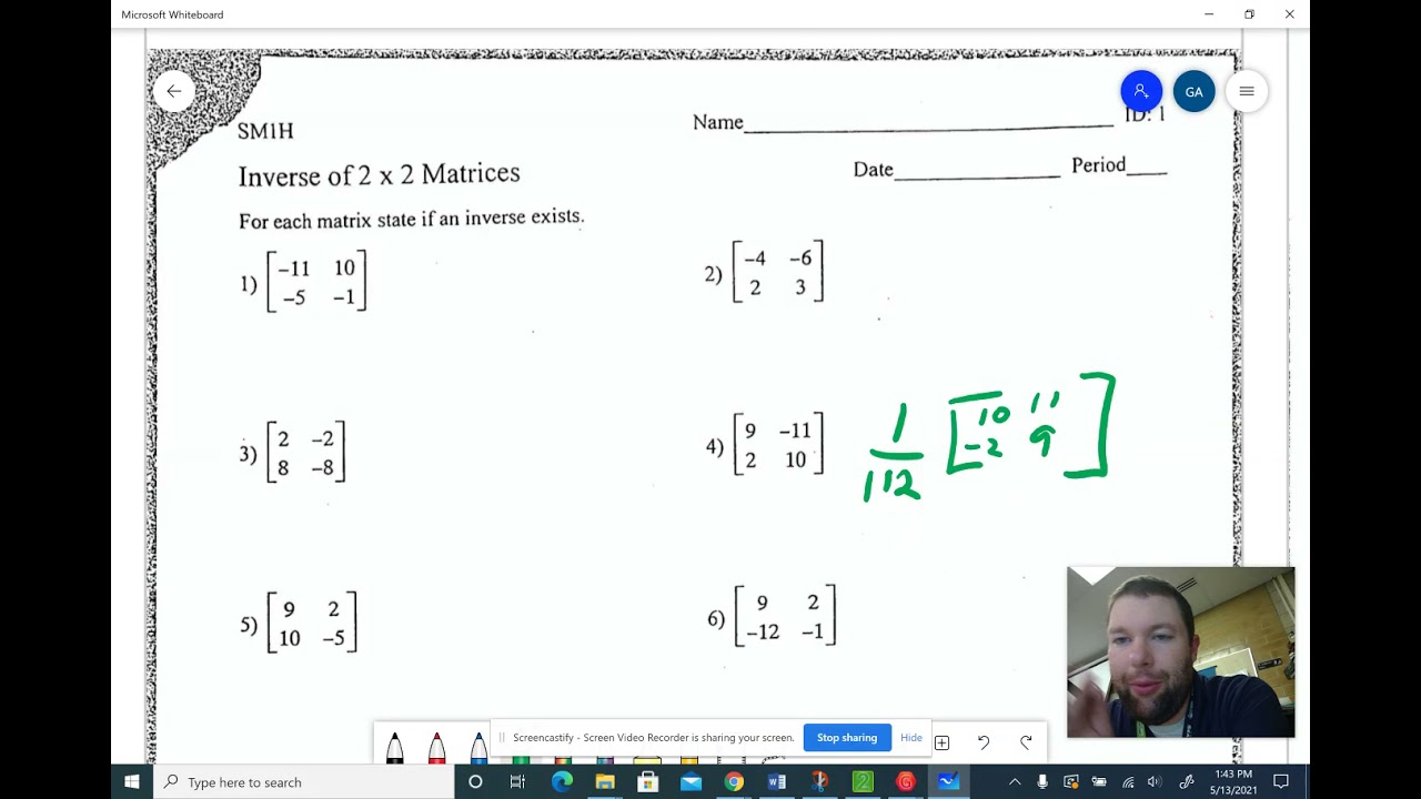 Inverse of matrices (using desmos) - YouTube