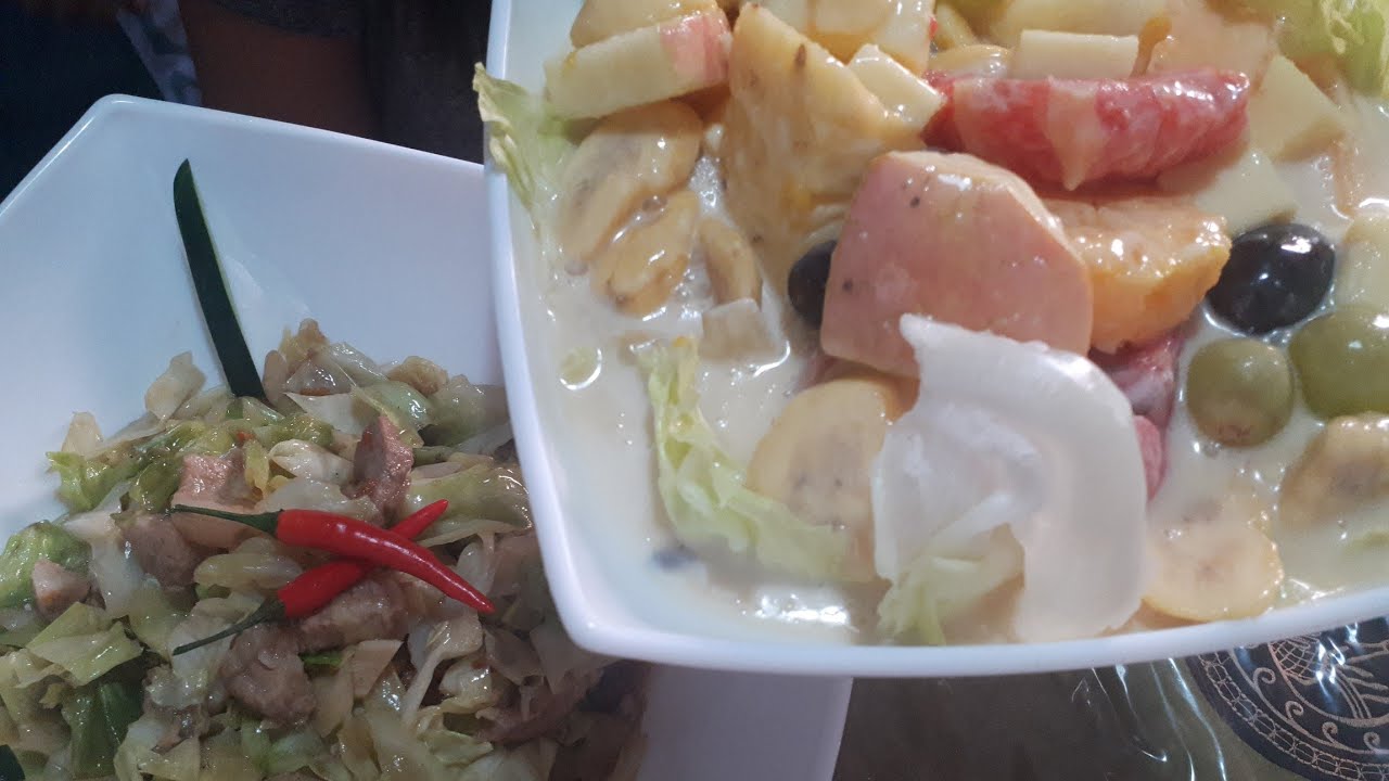 Complete Meal/Ginisang Repolyo With Oyster Sauce & Fresh Fruit Salad ...