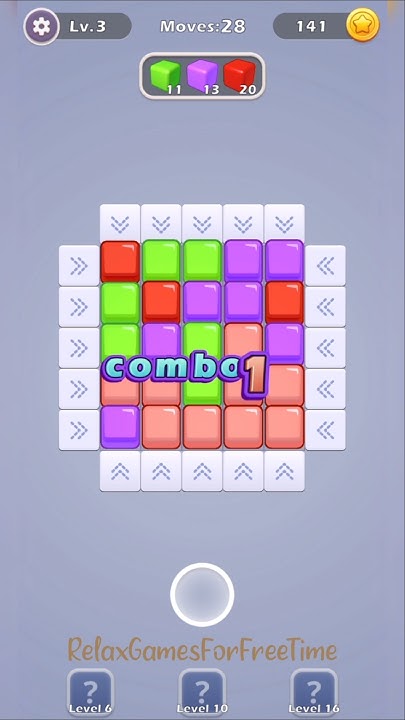 Color Block Match Blast - Levels 1-3 gameplay logic puzzle brain color match block game ...