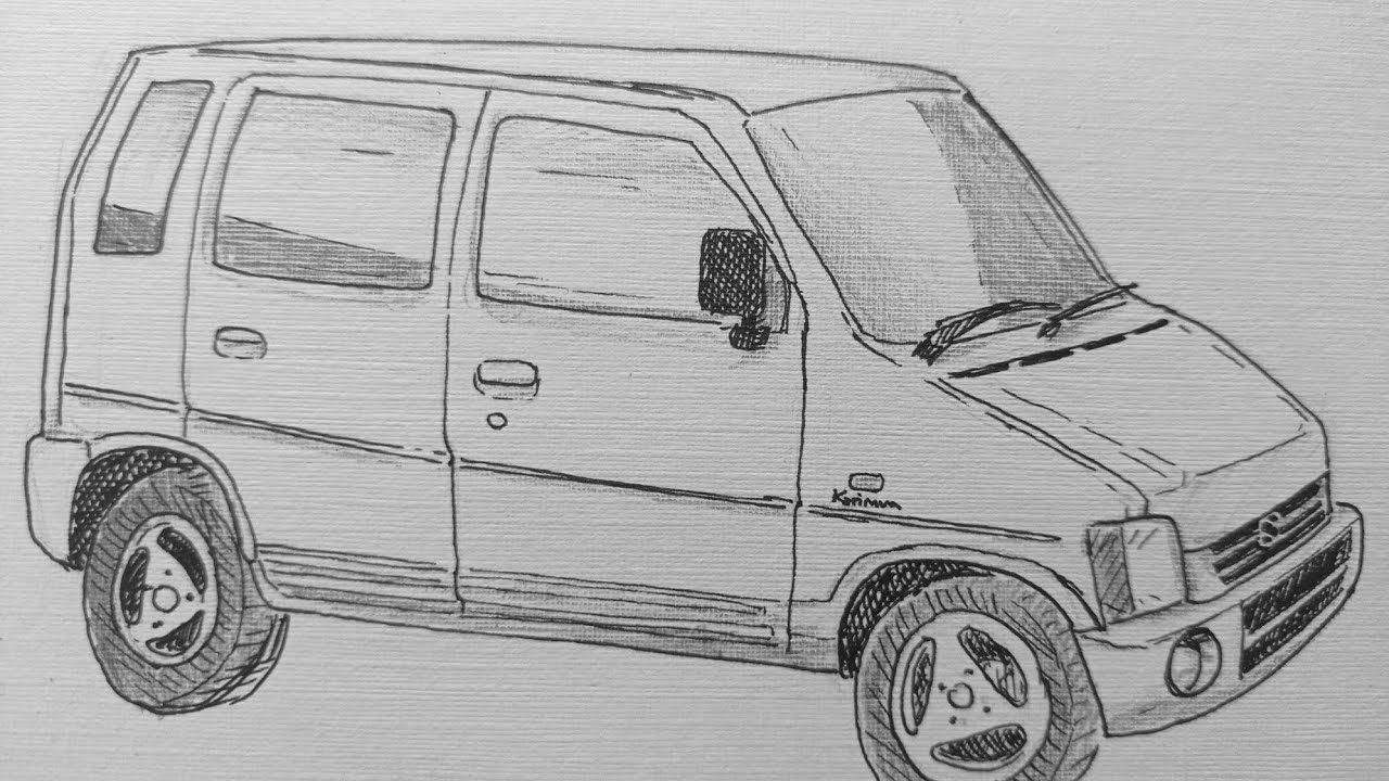 Menggambar Mobil Suzuki Karimun Kotak - speed drawing - YouTube