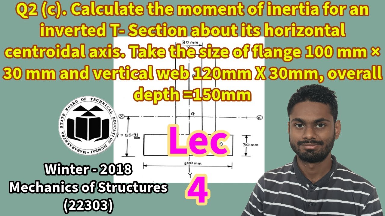 Calculate the moment of inertia for an inverted T- Section.(Mechanics ...