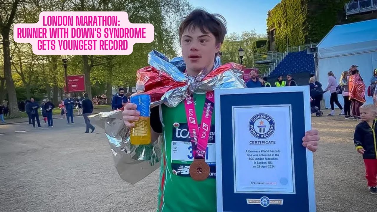 London Marathon: Runner with Down's syndrome gets youngest record - YouTube