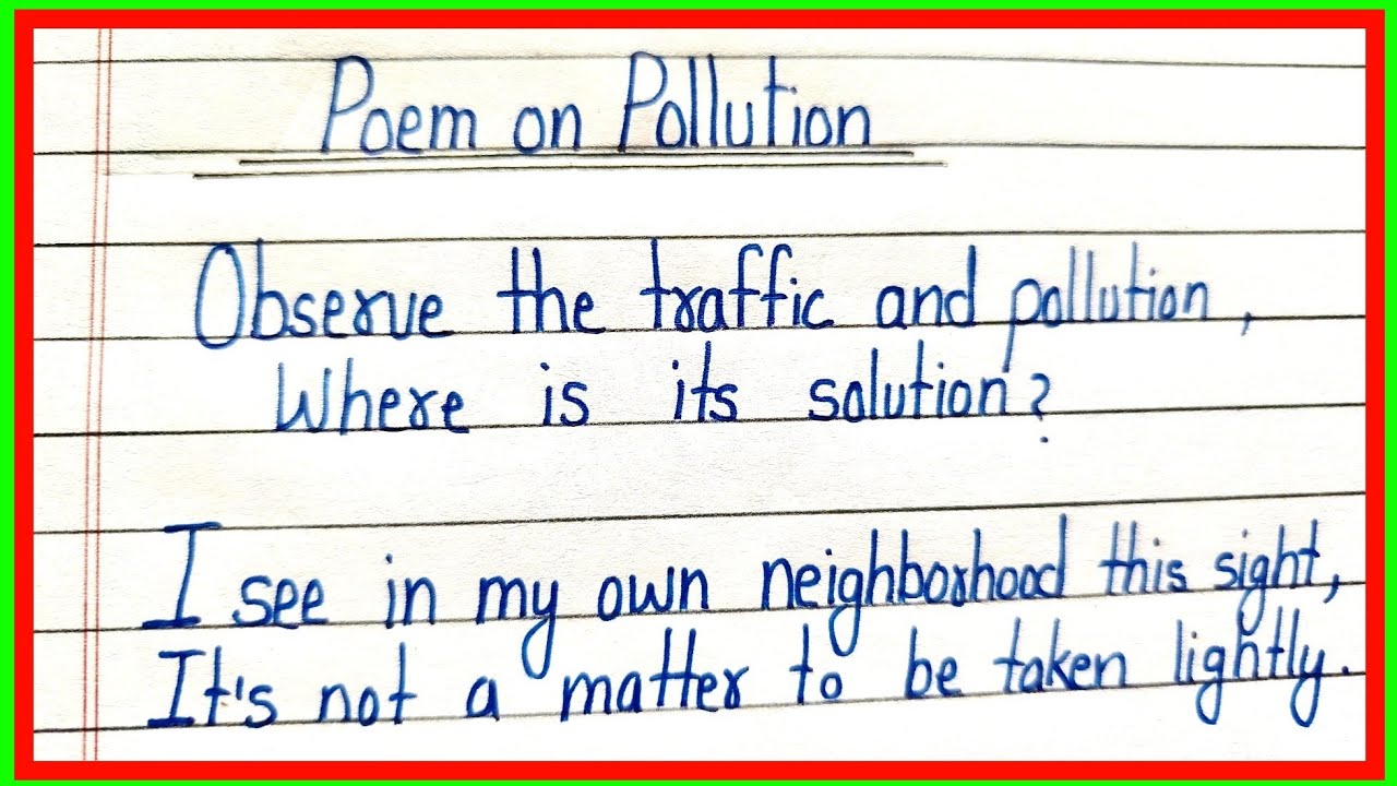 poem on pollution in english/pradushan par kavita - YouTube