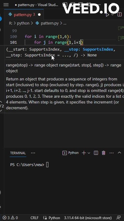 Python Pattern Problem Shorts Youtubeshorts Pythonprogramming Pythonprojects Youtube