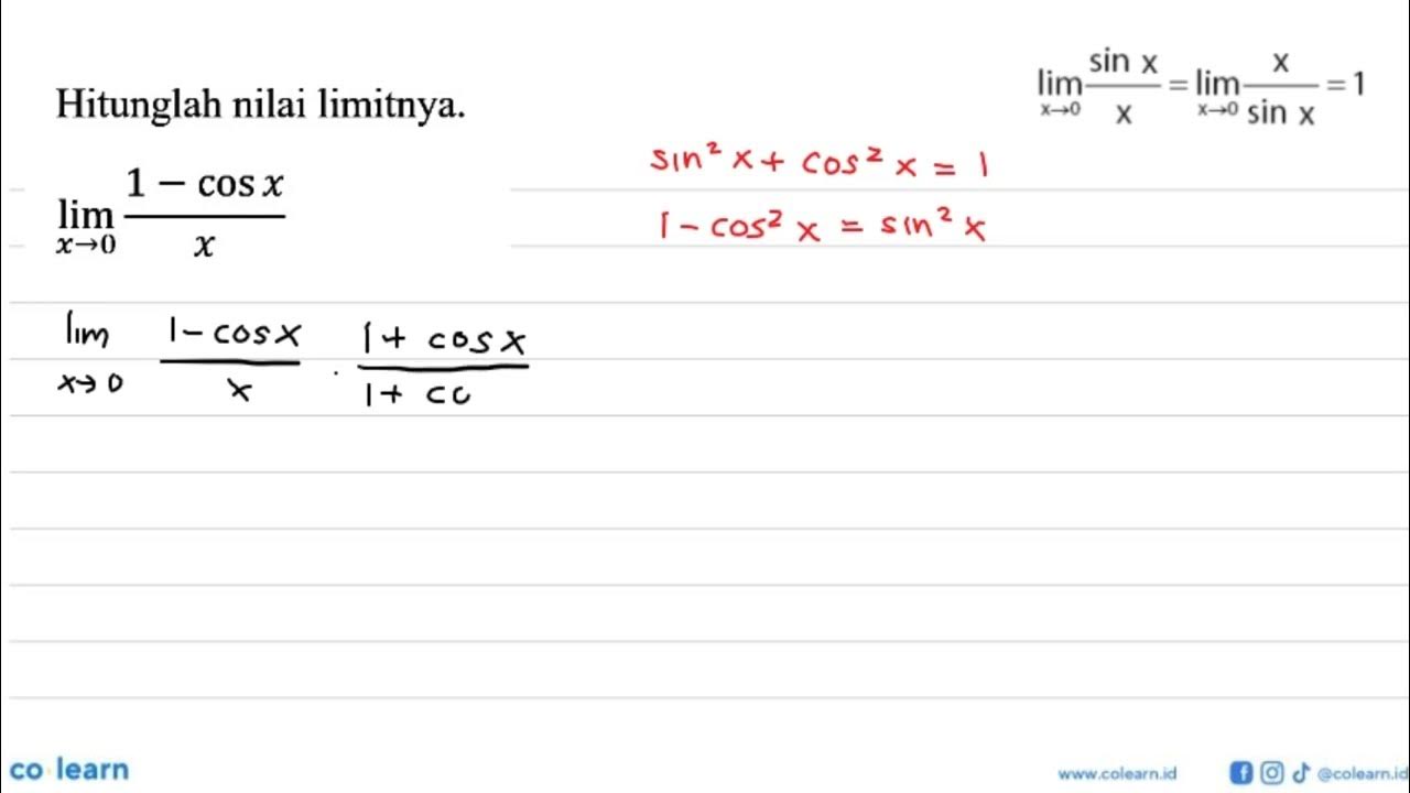 Hitunglah Nilai Limitnya Lim X 0 1 cos X x YouTube hitunglah-nilai-limitnya-lim-x-0-1-cos-x-x-youtube