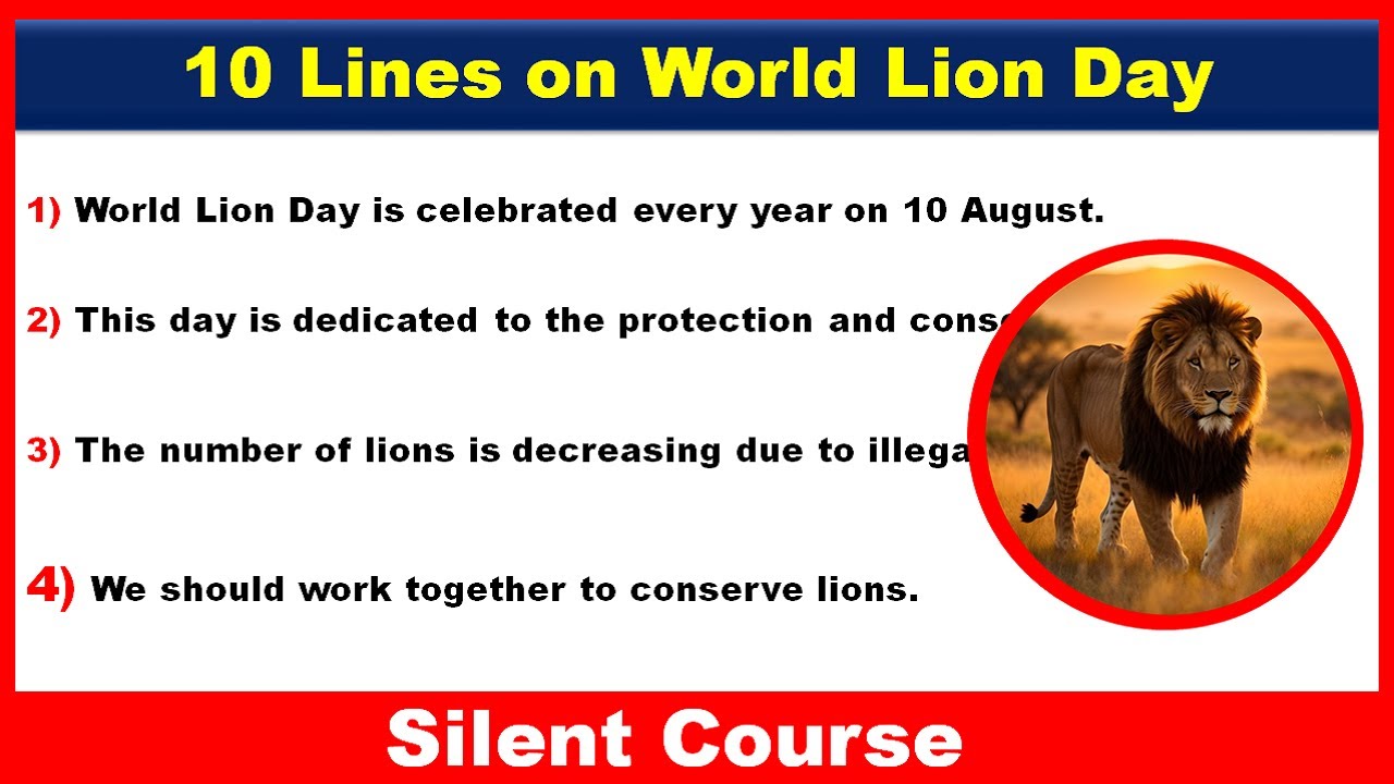 10 Lines on World Lion Day In English | 10 Sentences About World Lion ...