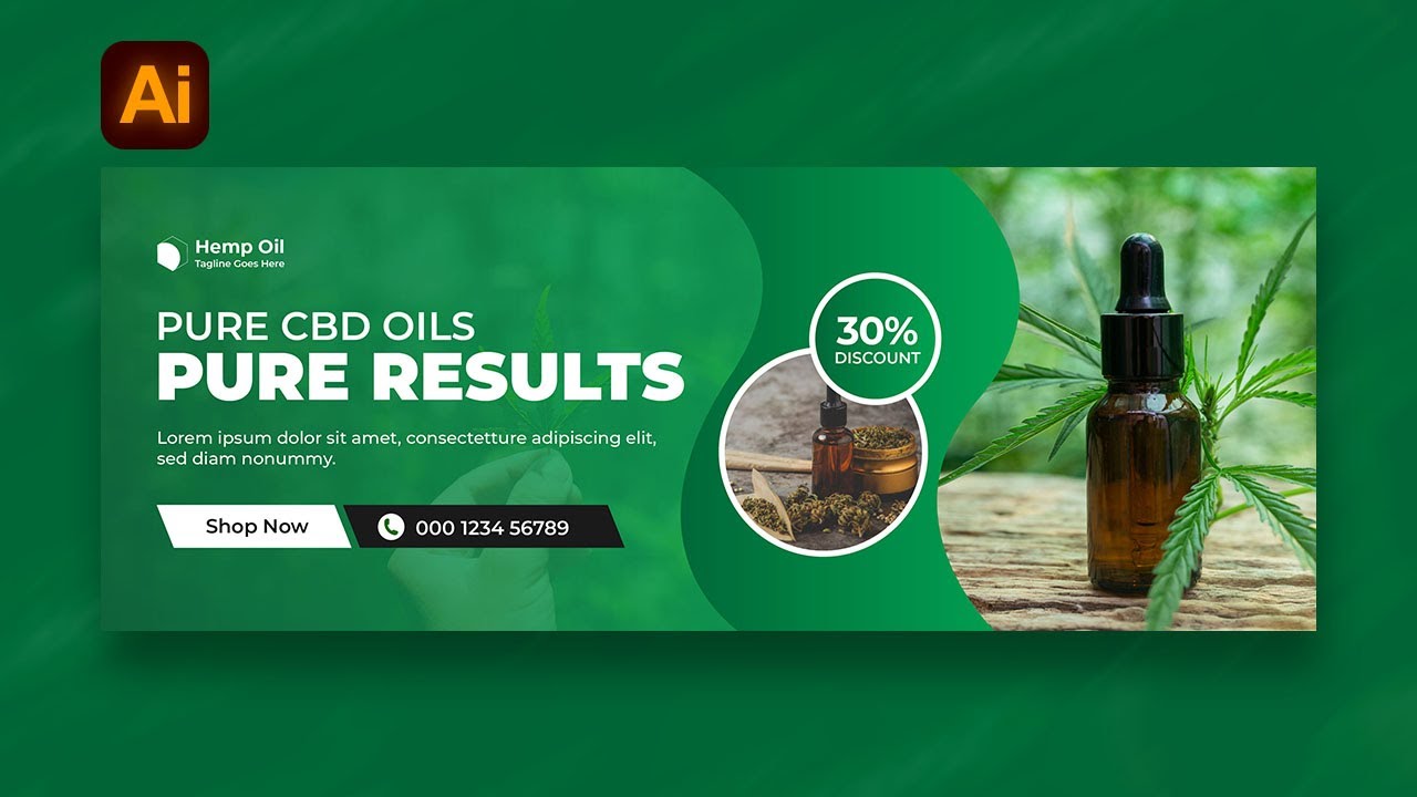 Web Banner Design in Adobe Illustrator | Natural Oil Product Banner ...