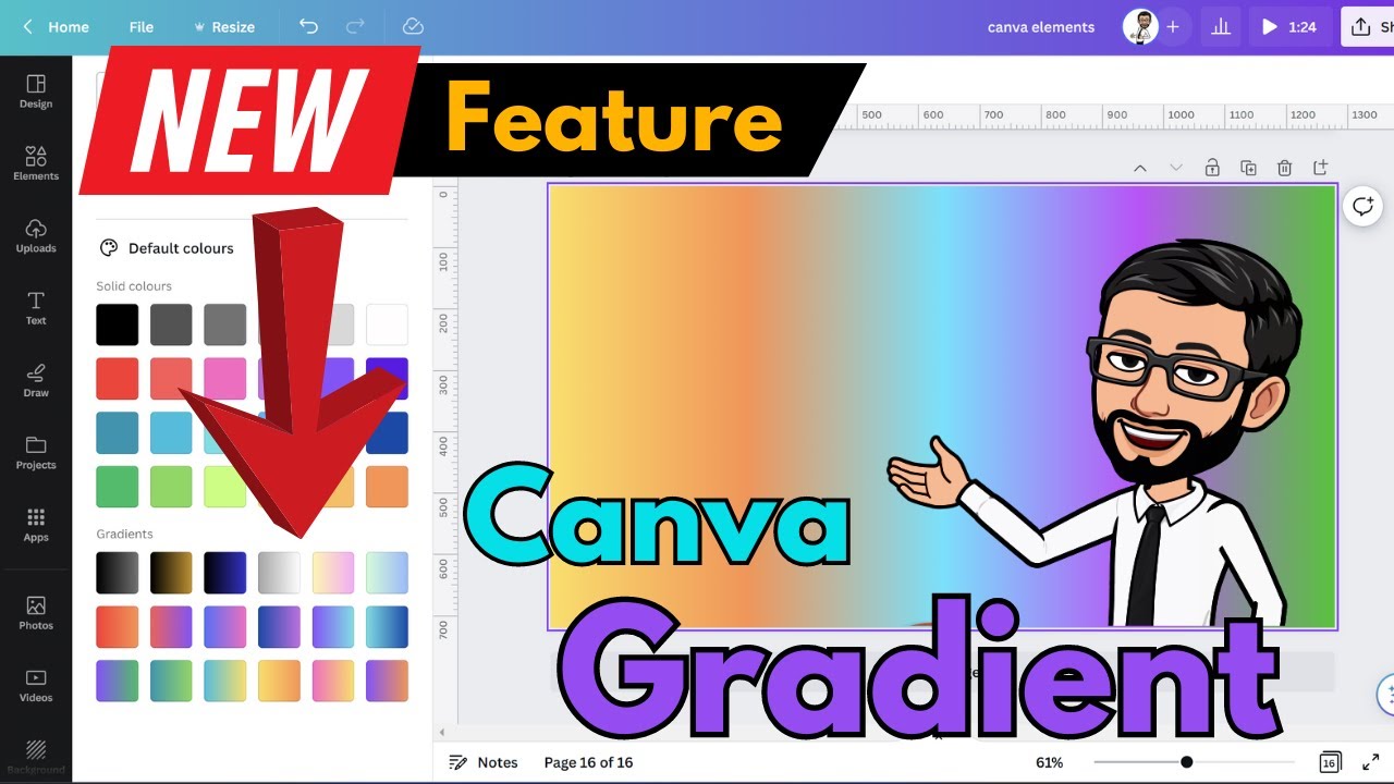 Canva New Feature: Gradient Color and Frame Gradient #canva - YouTube