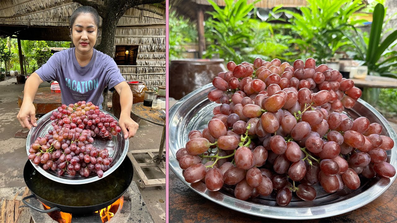 Yummy grape fruit cooking - Grape cook with pork legs - Country chefs ...