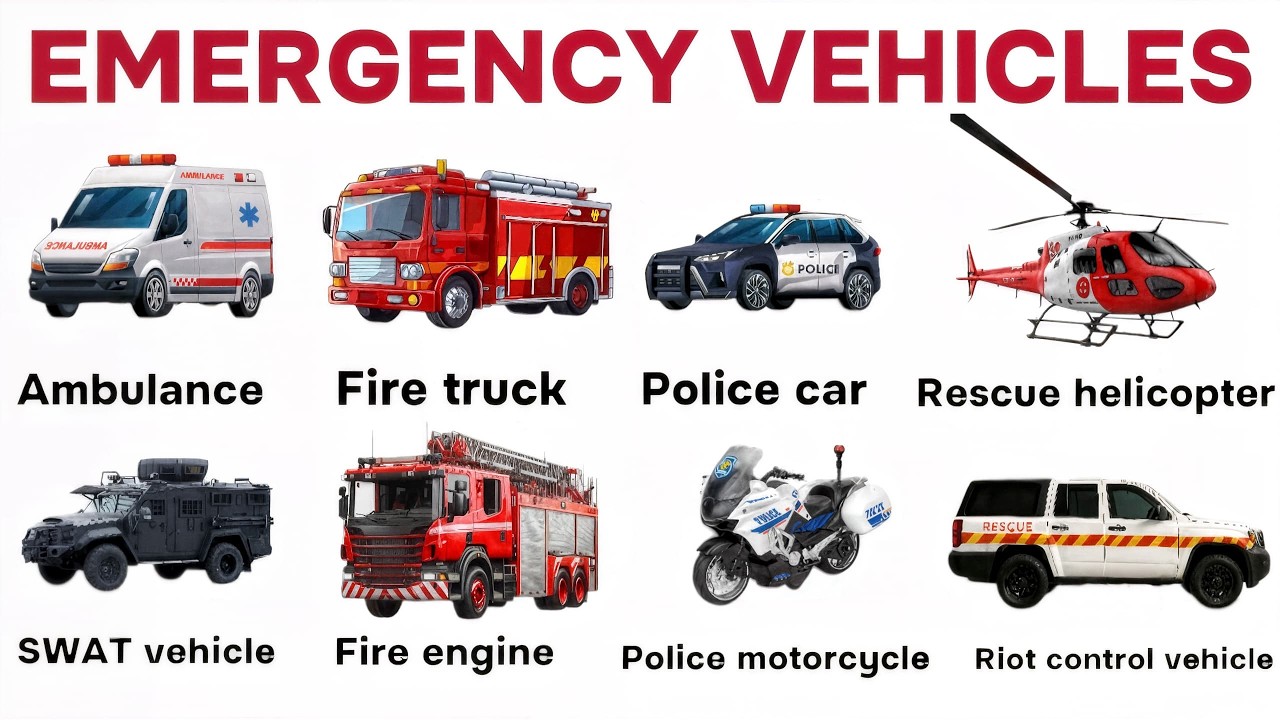 Emergency Vehicles | Learn Names of Emergency Vehicles in English ...