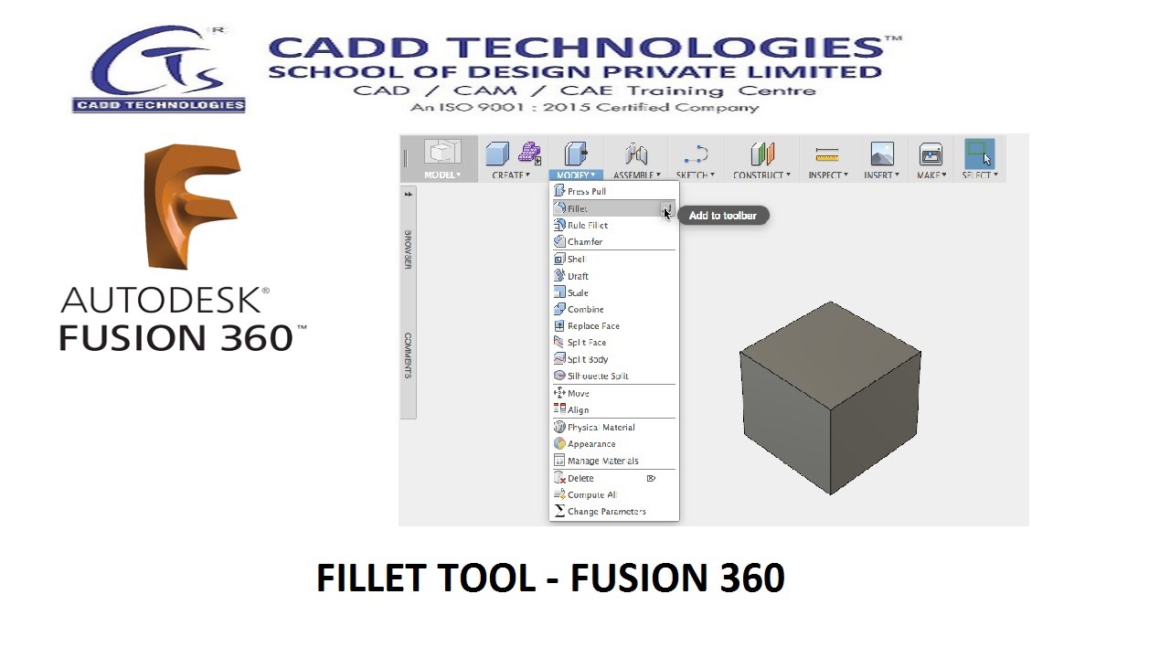 FILLET TOOL - FUSION 360 - YouTube