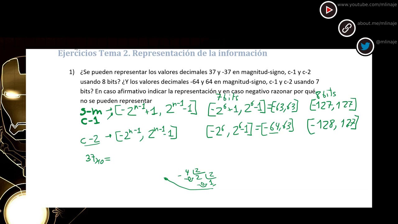 Ejercicio: signo-magnitud, complemento a 1 (c-1) y complemento a 2 (c-2 ...