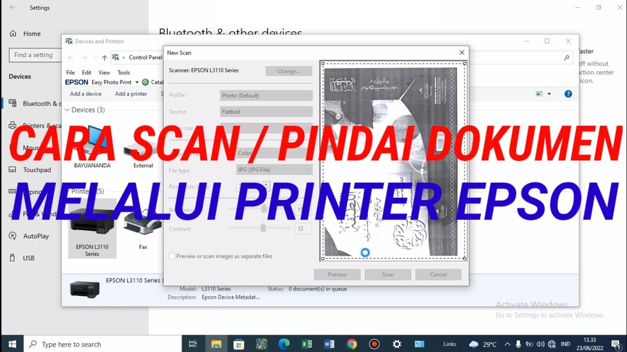 Cara Scan/Pindai Dokumen Melalui Printer Epson - YouTube