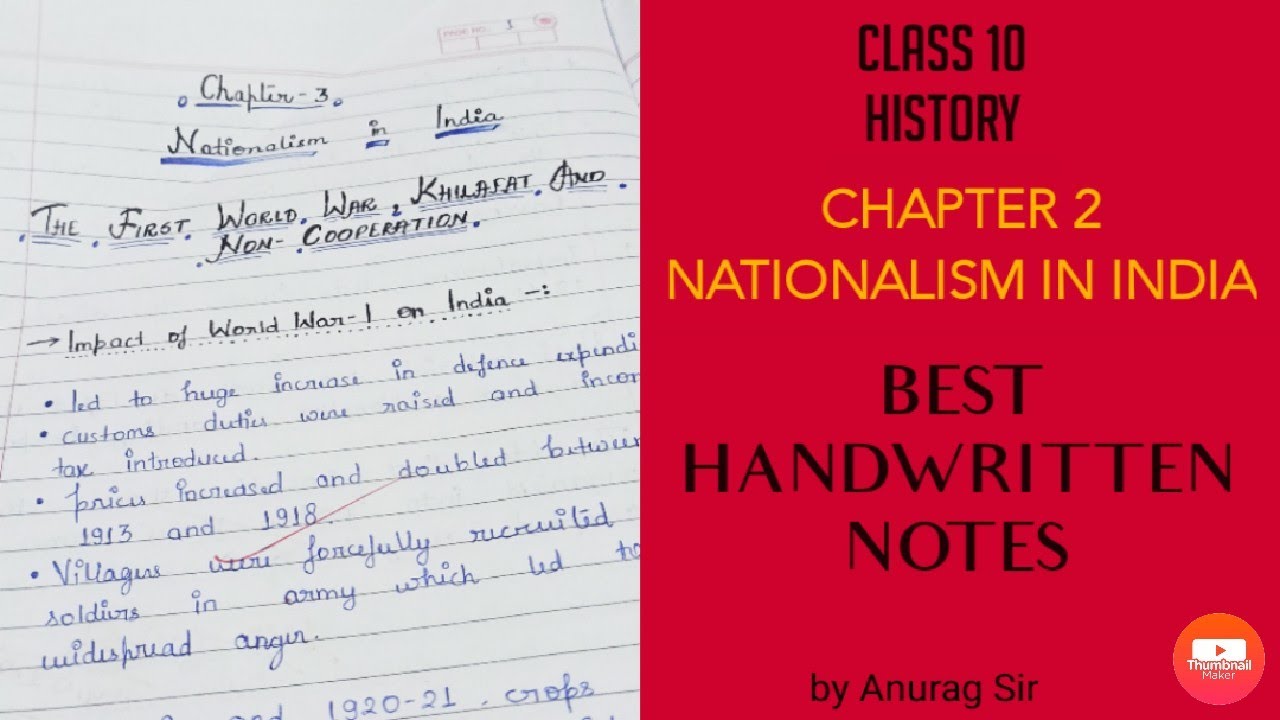 Class 10 History Ch 3 NATIONALISM in india detailed handwritten notes ...