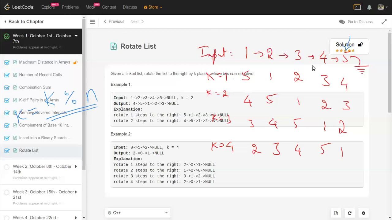 Rotate List - LeetCode Problem - 7th October LeetCoding Challenge - YouTube