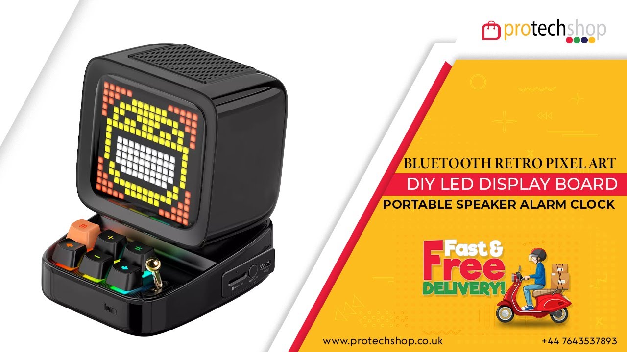 Retro Pixel | Bluetooth Portable Speaker | Alarm Clock & DIY LED ...
