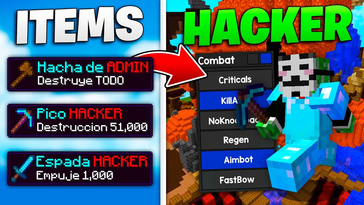 ME PASÉ por HACKER con ITEMS ILEGALES en MINECRAFT ⚠ - YouTube