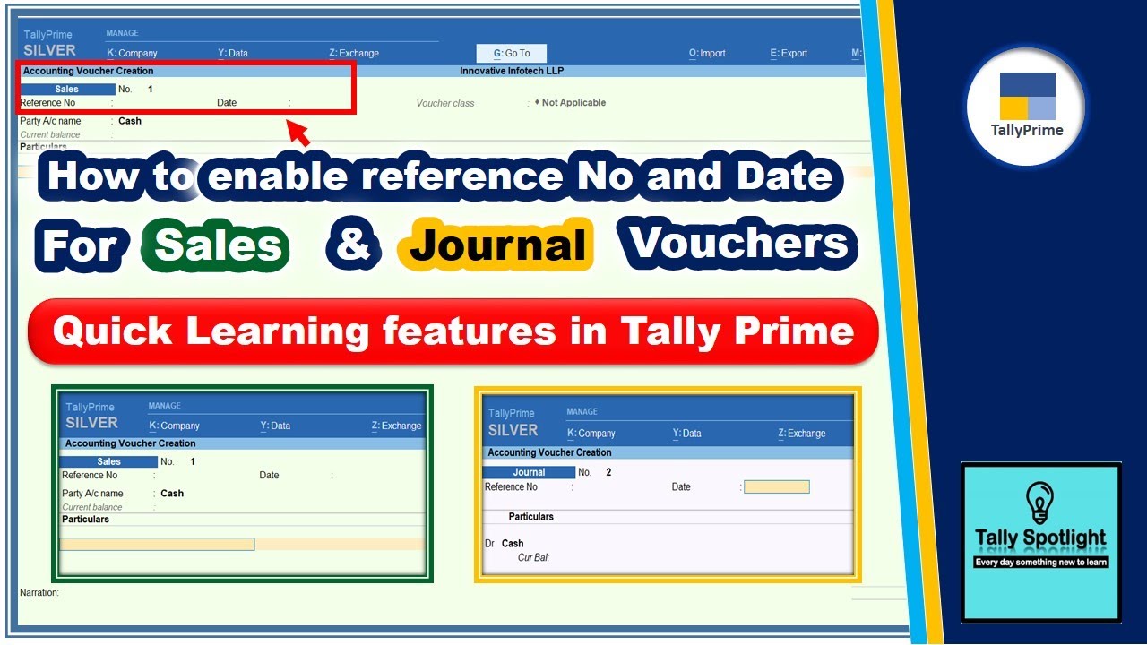 How to enable Reference No and Date in Sales & Journal | Quick Learning ...