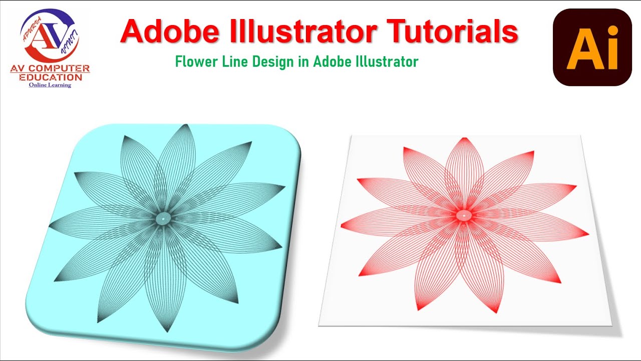 Flower Line Design in Adobe Illustrator - YouTube