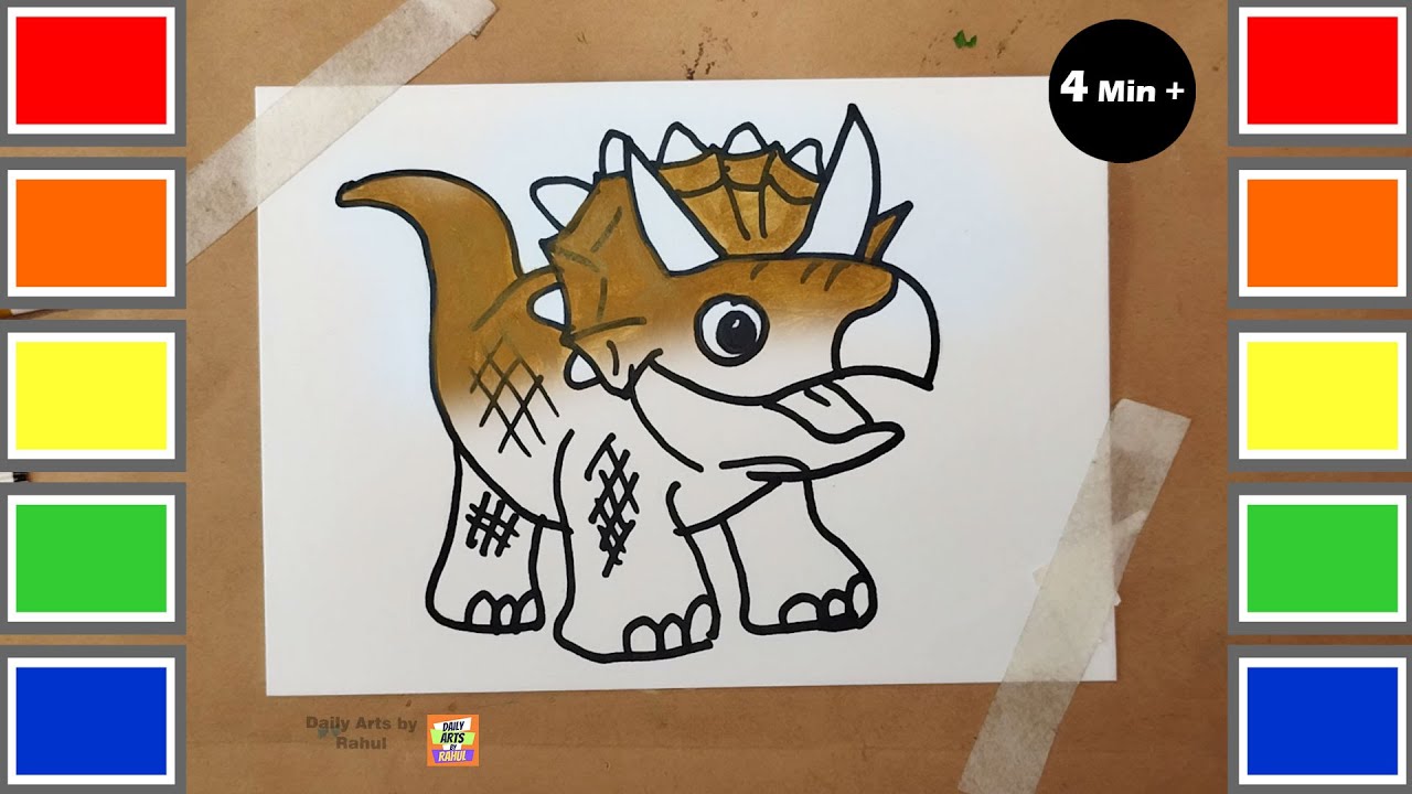 Sinoceratops (Dinosaur) Drawing, Painting & Coloring Page For Kids ...