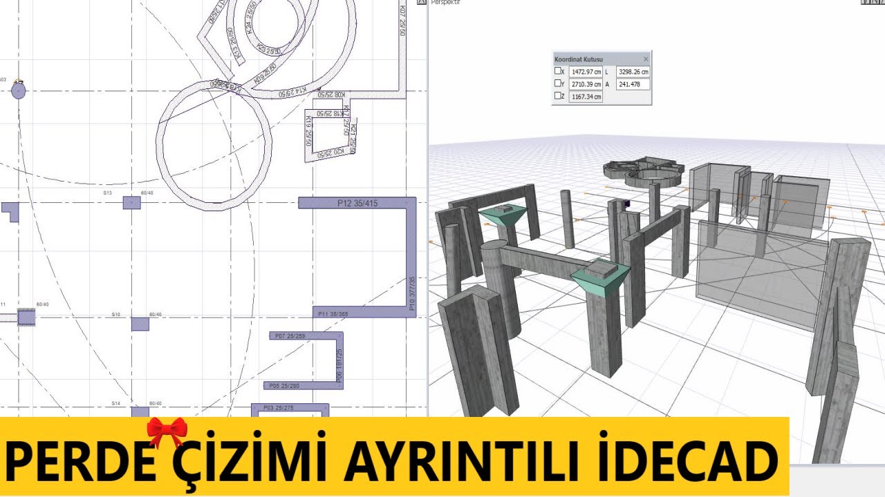 İdeCAD Eğitimi l Perde Çizimi (Ayrıntılı) l 3. BÖLÜM - YouTube