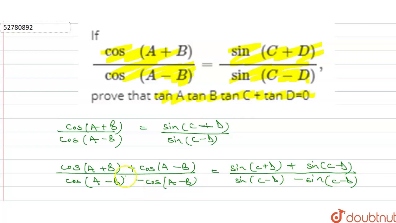 If Cos A B Cos A B Sin C D Sin C D