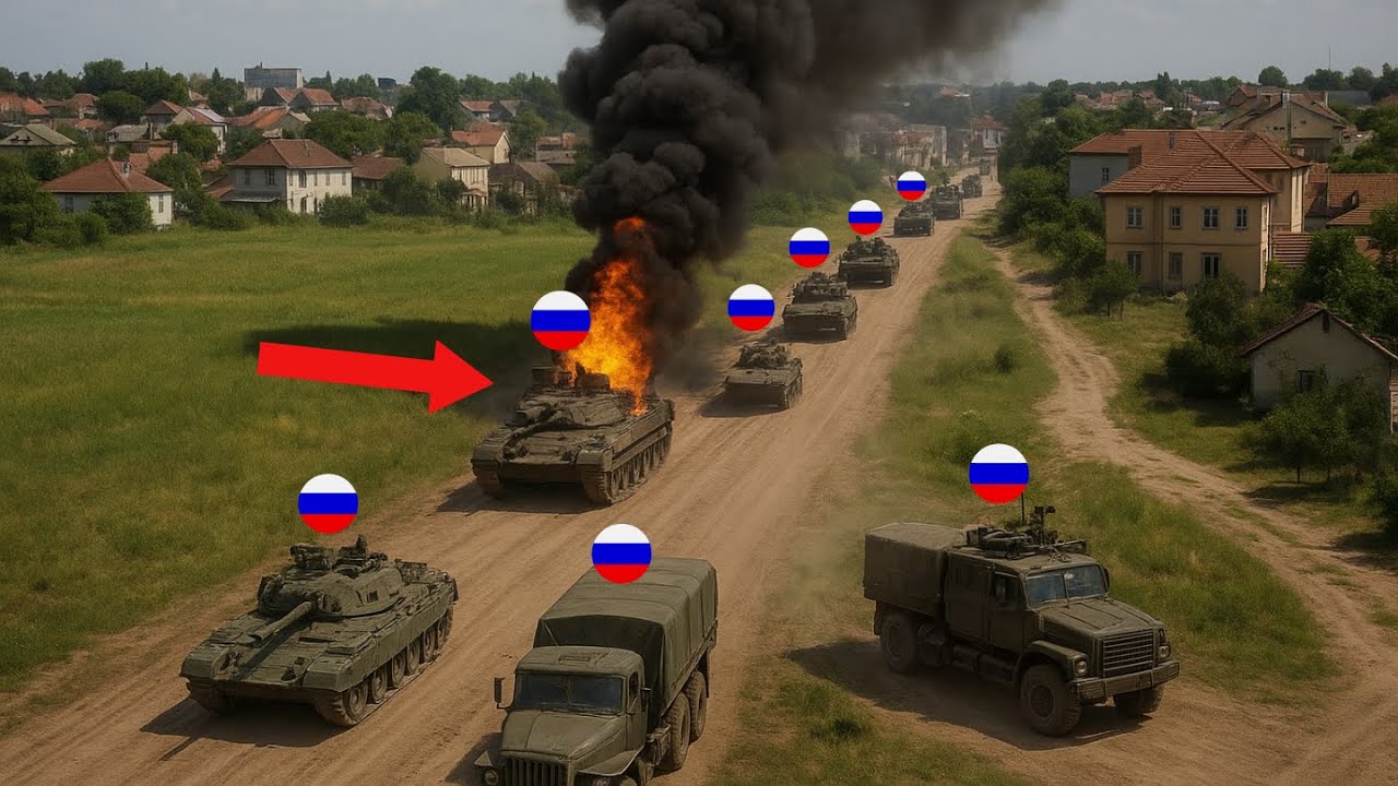 Russian Mega Tank Convoy Crushed in Ukraine’s Deadly Trap! - YouTube