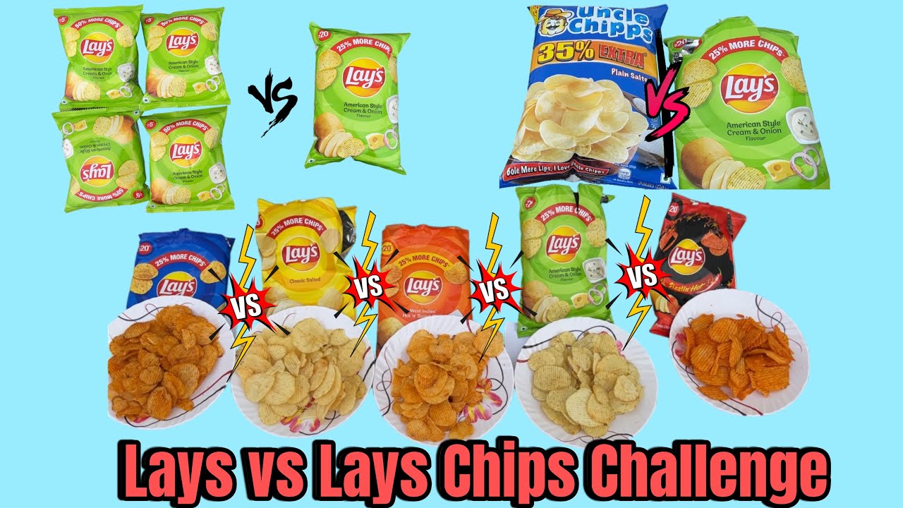 Rs.5 small 4 Lays VS Rs. 20 Big 1 Lays Vs Lays Chips challenge || किसमे ...