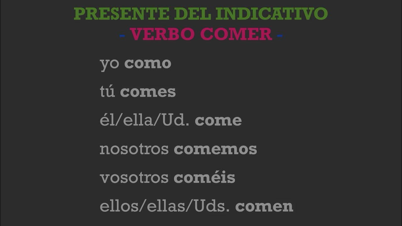 Comer Presente Del Indicativo ConjugaciÓn De Verbos En EspaÑol