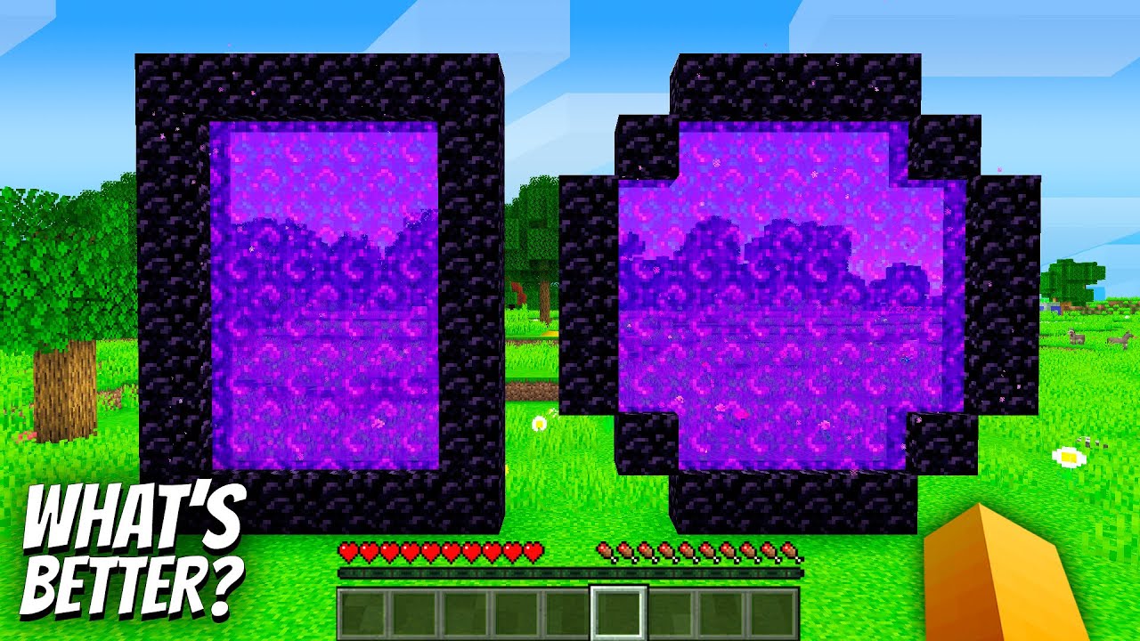 Which NEW PORTAL is BETTER in Minecraft ? NEW ROUND PORTAL vs SQUARE ...