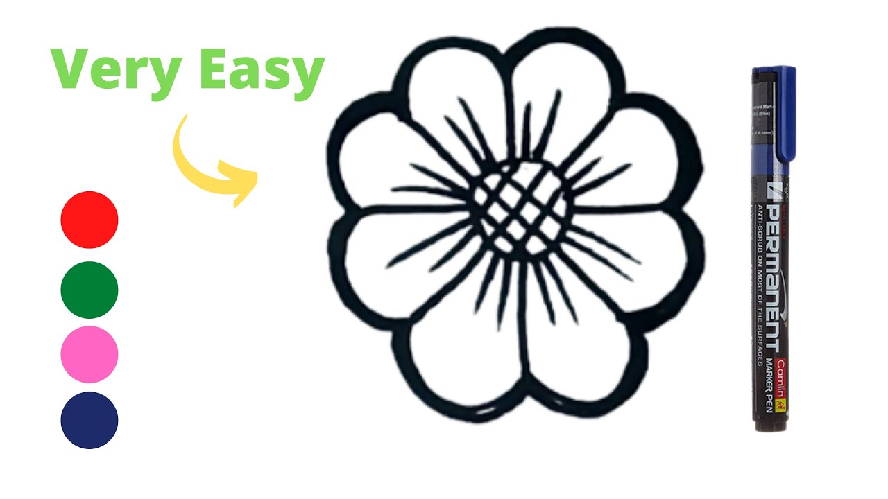 How to draw a Simple Flower? - YouTube