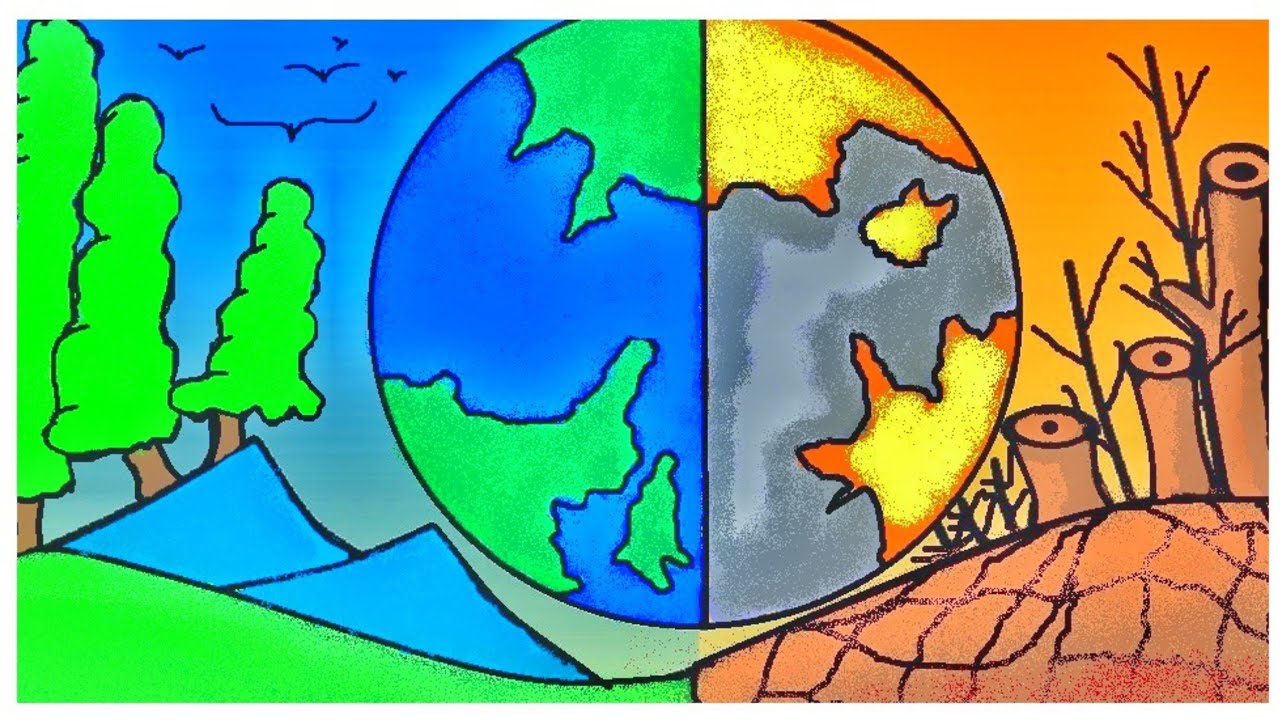 World environment day drawing in MS paint | (पर्यावरण बचाओ ) save ...